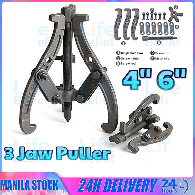 4" 6" 8" 3 Jaw Gear Puller Steel Puller Claw Bearing Universal Triangle ...