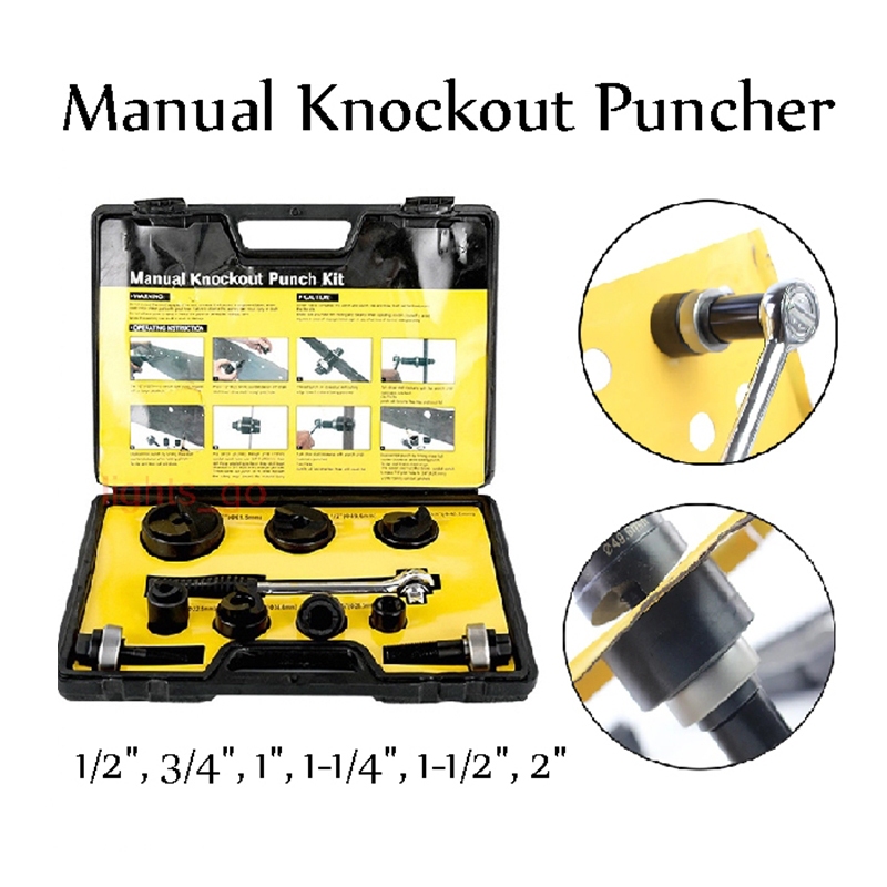 [CC-60] Manual Knockout Puncher Kit Set 1/2" 3/4", 1", 1-1/4", 1-1/2 ...
