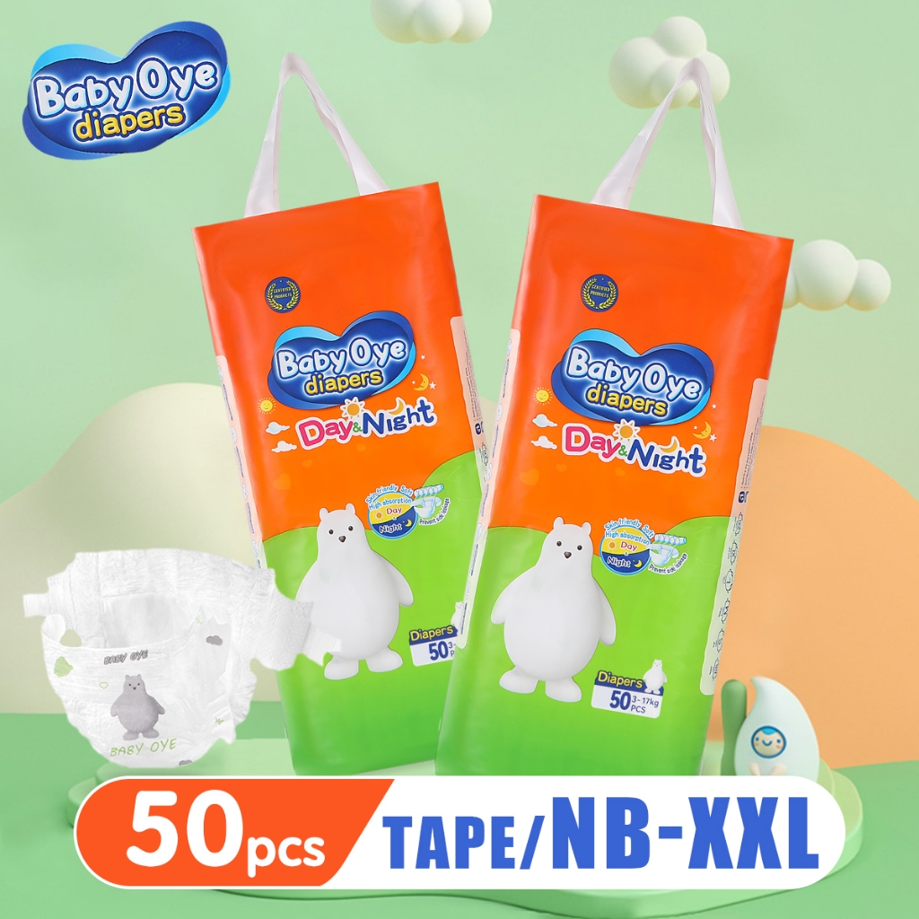 BABYOYE 50pcs Baby Diaper Korea Ultra-thin Diapers Newborn diaper NB S M L XL XXL | Shopee ...