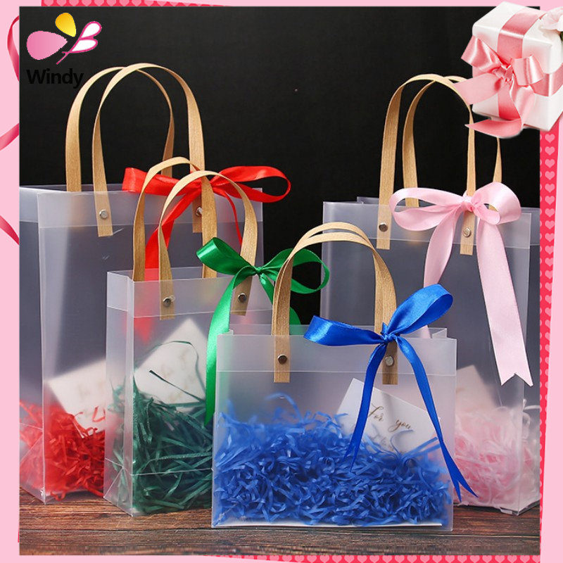 【Windy】PVC Handle Bag With Handle Transparent Bag Gift Bag Clear Tote ...