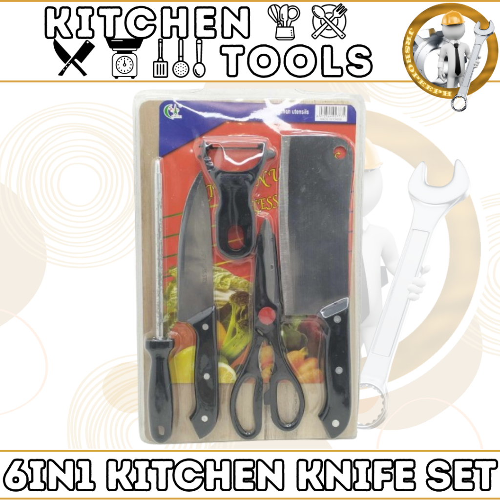 Jrshopeeph 6in1 Kitchen Knife Set with Variation High Quality Stainless ...