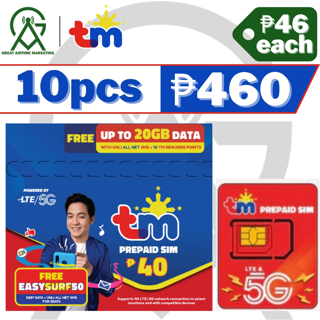 TM SIM (10PCS PER PACK / P46 EACH) | Shopee Philippines
