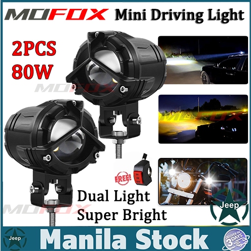 MOFOX 1Pair ZX1 Laser Gun Motorcycle Mini Driving Light 40W Dual Color ...