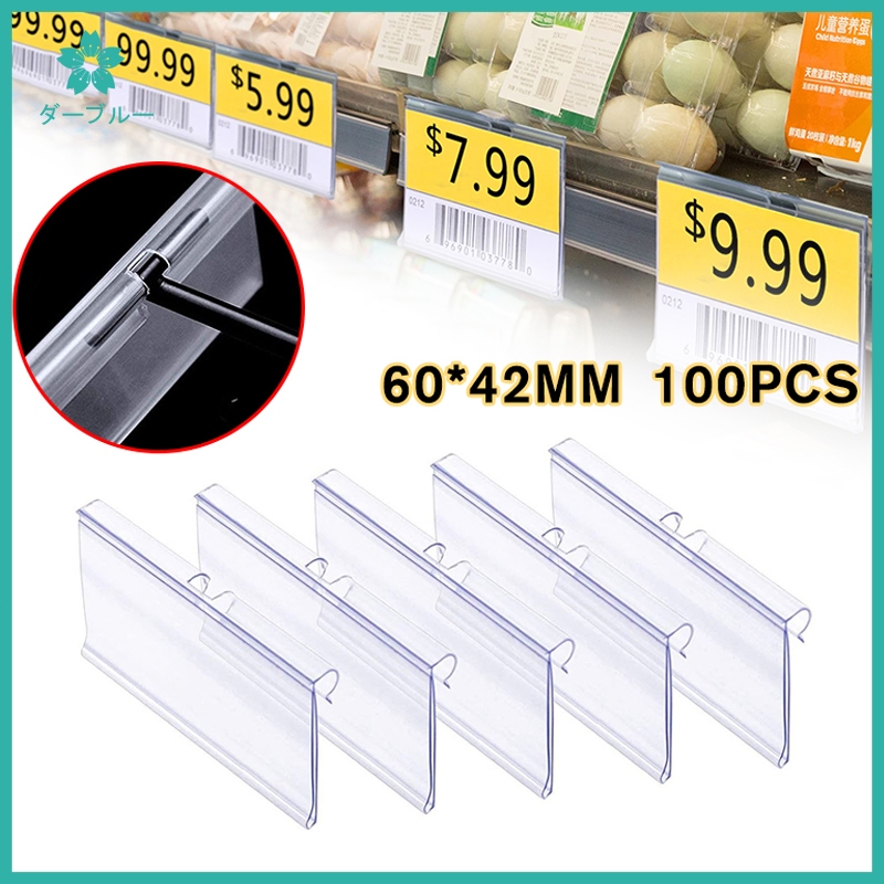 100pcs Clear Retail Price Label Holder for Wire Shelf Merchandise Sign ...
