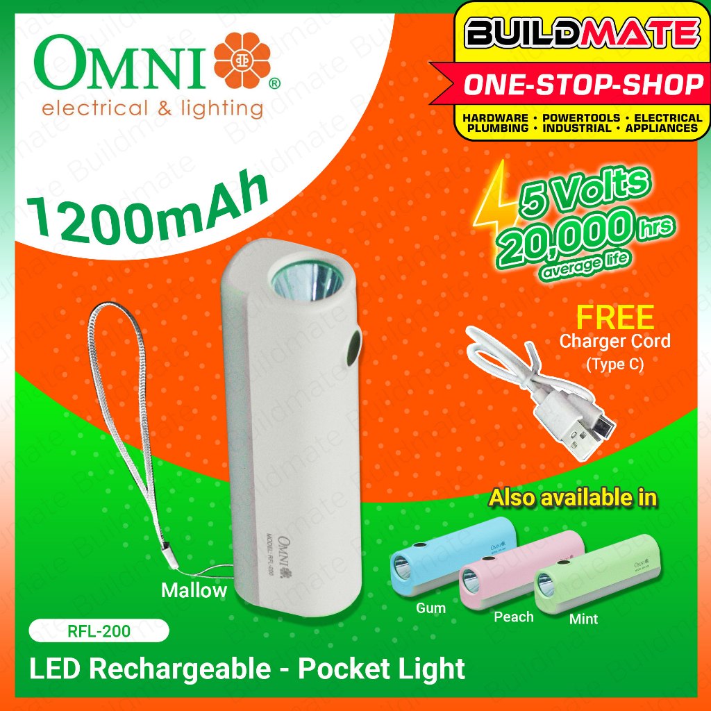 BUILDMATE Omni LED Rechargeable Pocket Light 1200mAh with TYPE-C ...