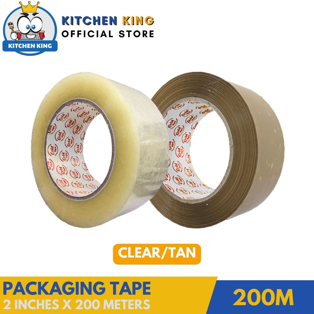 Packaging Tape 200 Meters Clear / Tan Packing Tape 200m GoldTape Brand ...