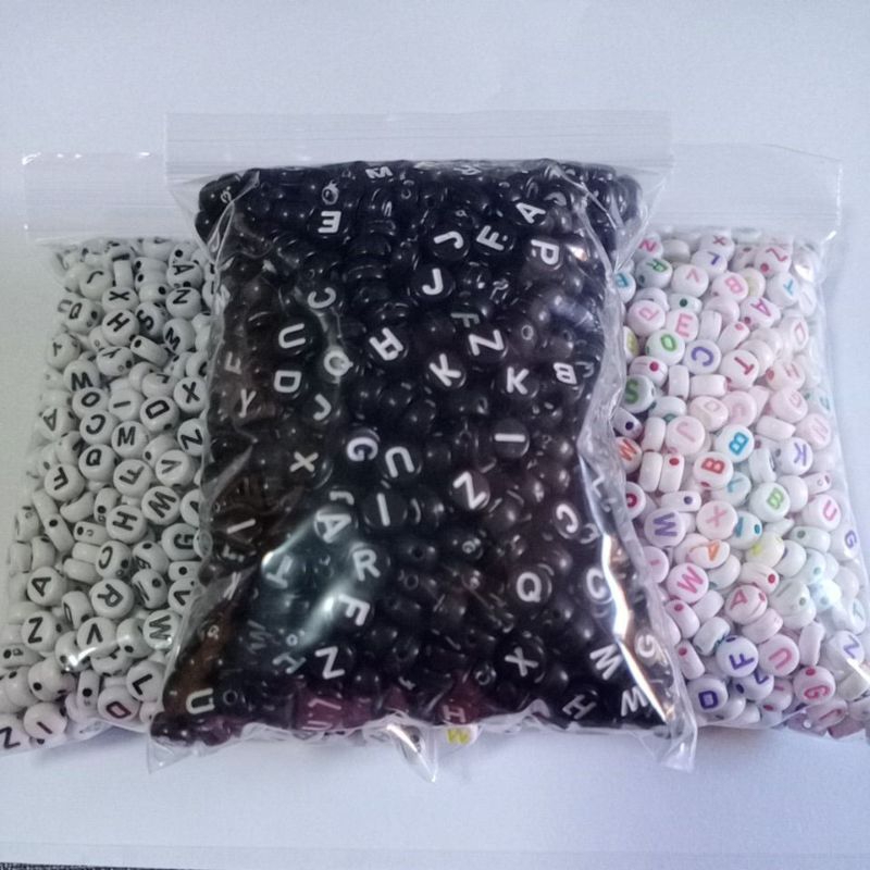 1000 Pieces/6MM Round Flat Letter Beads Colored/Black | Shopee Philippines