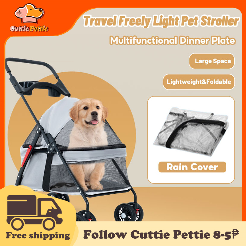Dog Stroller Pet Stroller Lightweight Foldable Cat Stroller 3/4 Wheeled ...