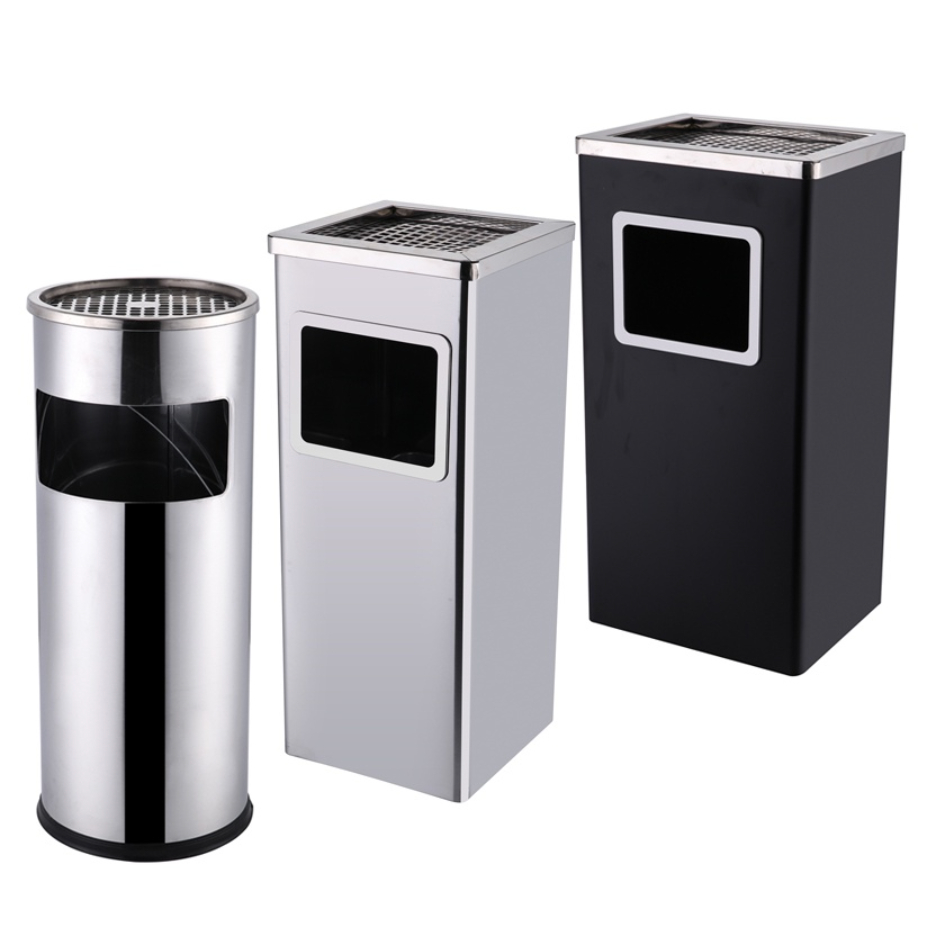 Stainless Ashtray Trash Bin Square Top Cigarette Bin Trash Can | Shopee ...