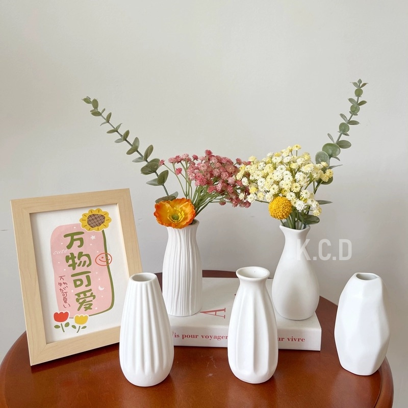 Simple White Ceramic Vase, Modern Home Decoration Porcelain Vase Flower ...