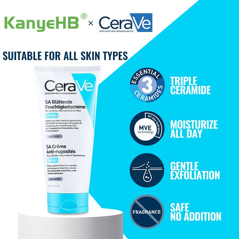 KanyeHB Cerave SA Smoothing Cream 177ml/340g Salicylic Acid Body ...