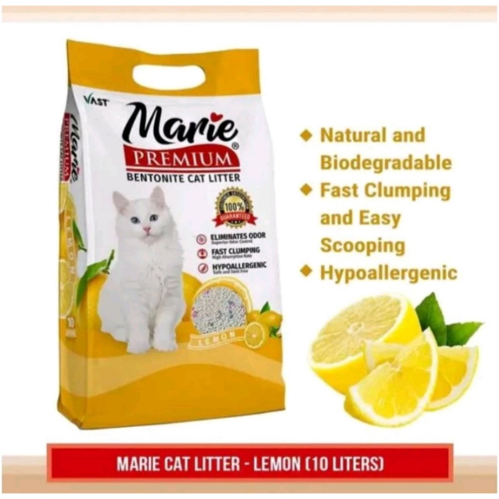 Marie BEST PET LEMON Premium Bentonite Cat Litter Fast Clumping, and ...