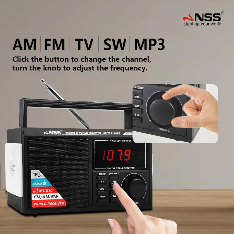 NSS radio FM/AM/SW 3-band radio with USB/SD/TF MP3 music player ...