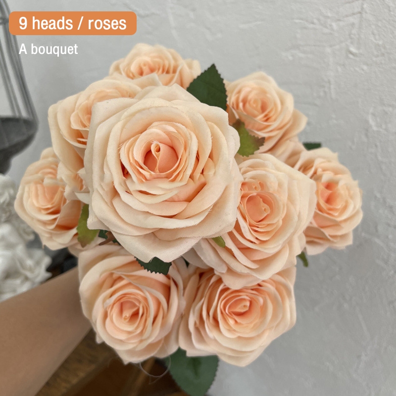 Simulation 9 head bouquet of roses home decoration wedding decoration ...