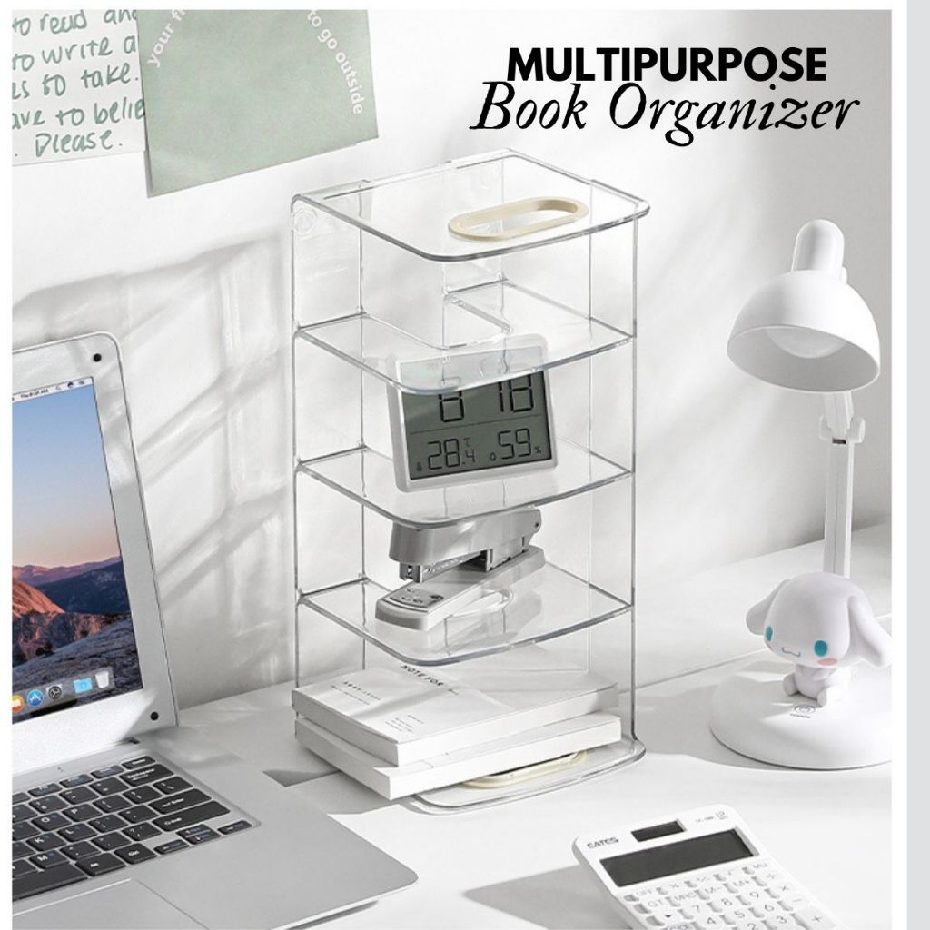Transparent Book Organizer Office Table Desk Storage Multipurpose ...