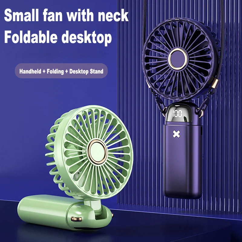DS-18 Mini Rechargeable 5 Speed Portable Fan with LED Display Stand and ...