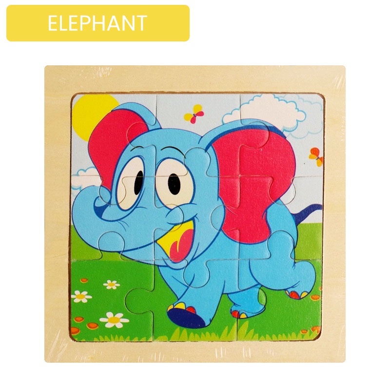 FunToy Mini Wooden 9 Pcs Jigsaw Puzzle Toy Children Animal Puzzle Kids ...