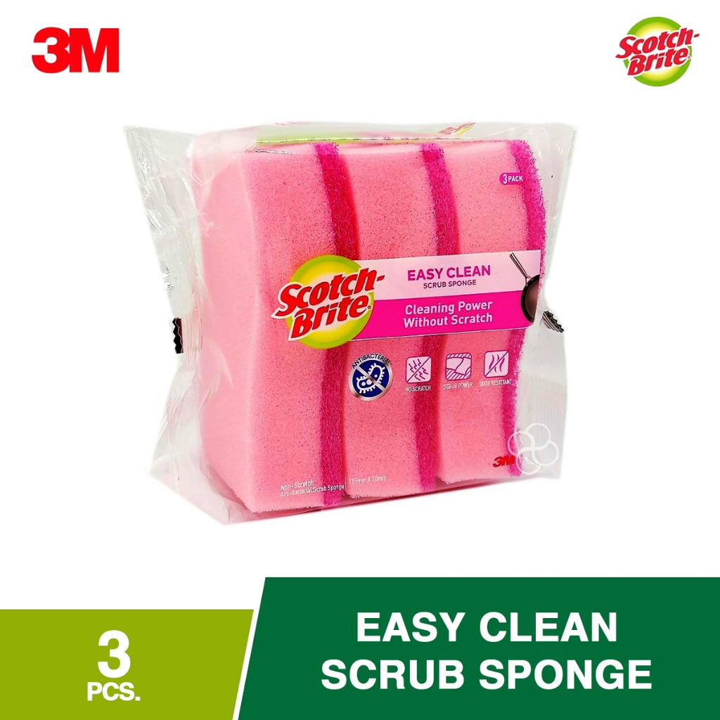 3M Scotch Brite Easy Clean Anti9-bacterial Loose Pink VP 3pcs ...