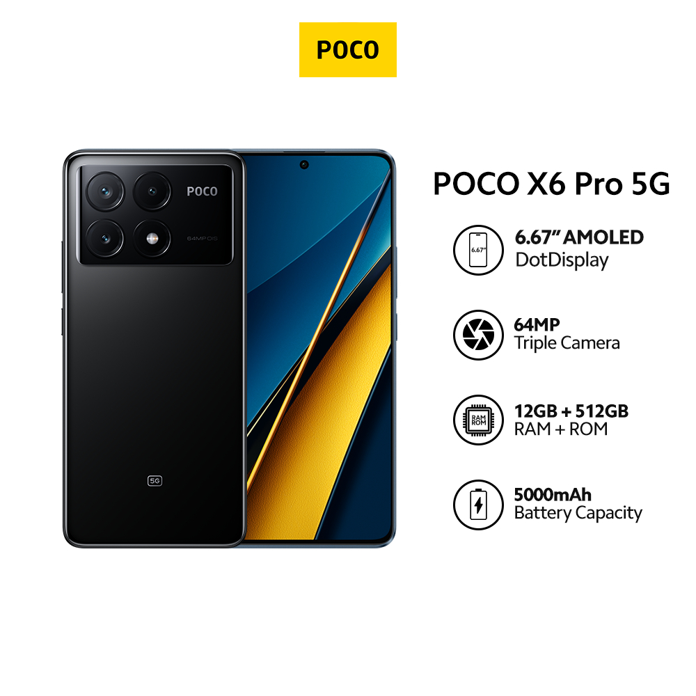 POCO X6 Pro 5G Dimensity 8300-Ultra Processor 8GB/12GB + 256GB/512GB 64MP Camera Xiaomi HyperOS ...