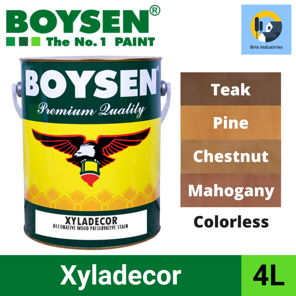 Boysen Xyladecor Wood Stain 4 Liters (Gallon) Solvent Based Paint For Interior and Exterior Wood ...