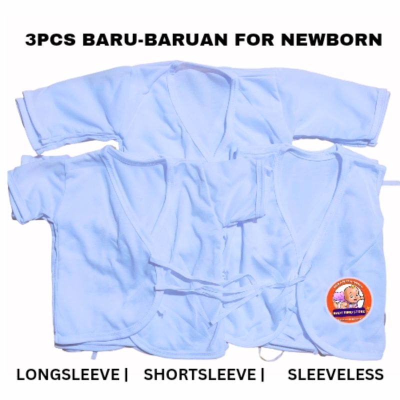 3PCS Newborn/ Infant Plain White Unisex Baru- Baruan for Baby(manipis ...