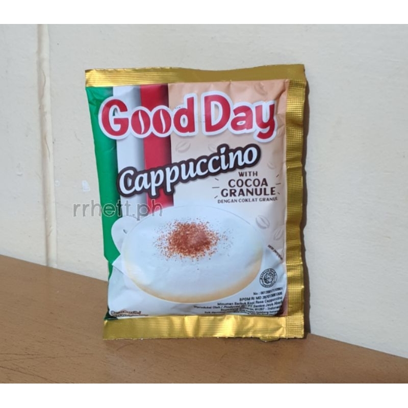 rrhett.ph RS# 25g GOOD DAY CAPPUCCINO w/ COCOA GRANULES INSTANT COFFEE POWDER SACHET PACK HALAL ...