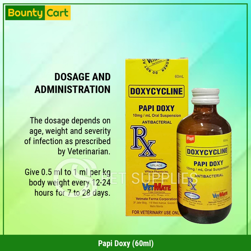 BC-Papi Doxy Oral Suspension Antibacterial Doxycycline For Pets 60mL ...