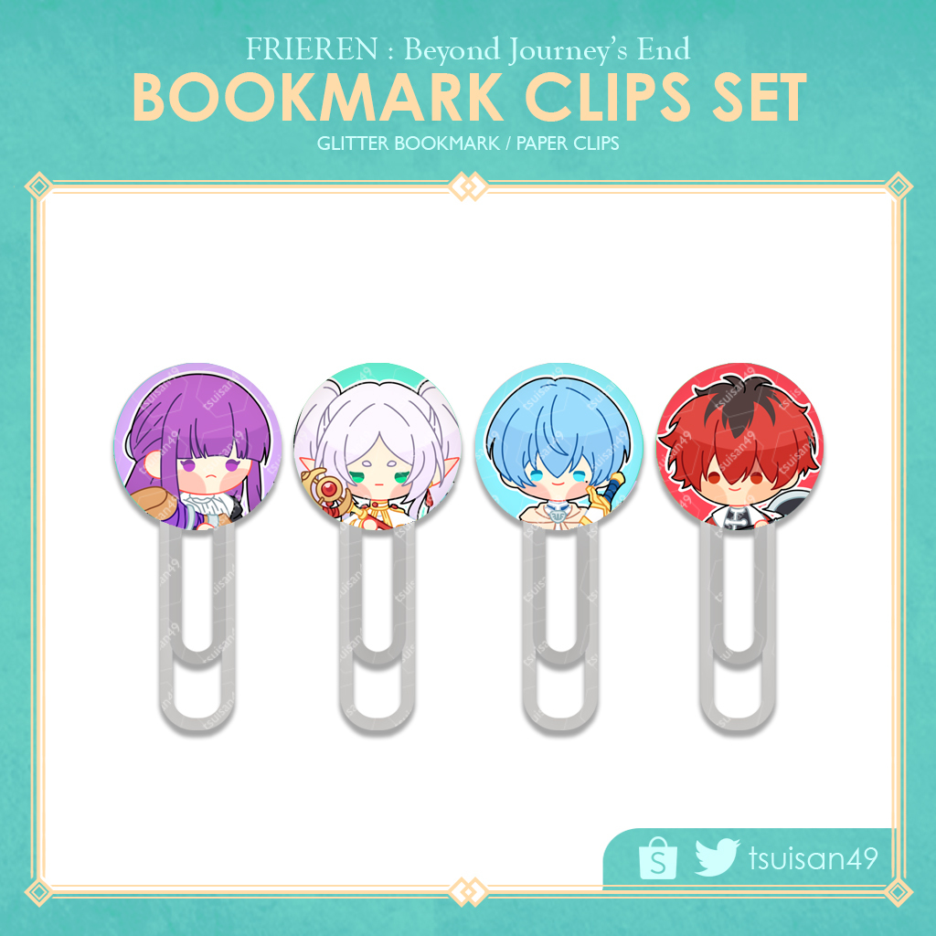 Frieren Glitter Button Pin Bookmark/Paper Clips Set (Frieren, Fern ...