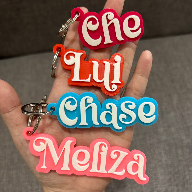 Personalized Two tone Name Tag Keychain 3D printed Single Name | Shopee ...