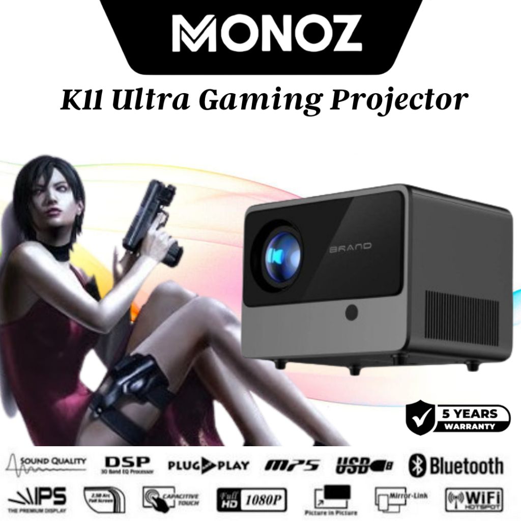 MONOZ Gaming Projector K11 Ultra 4K UHD LED Projector OS Android WiFi ...