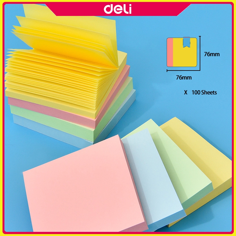 Deli 100 Sheets Sticky Notes Portable Notepads Memo Pad Student ...