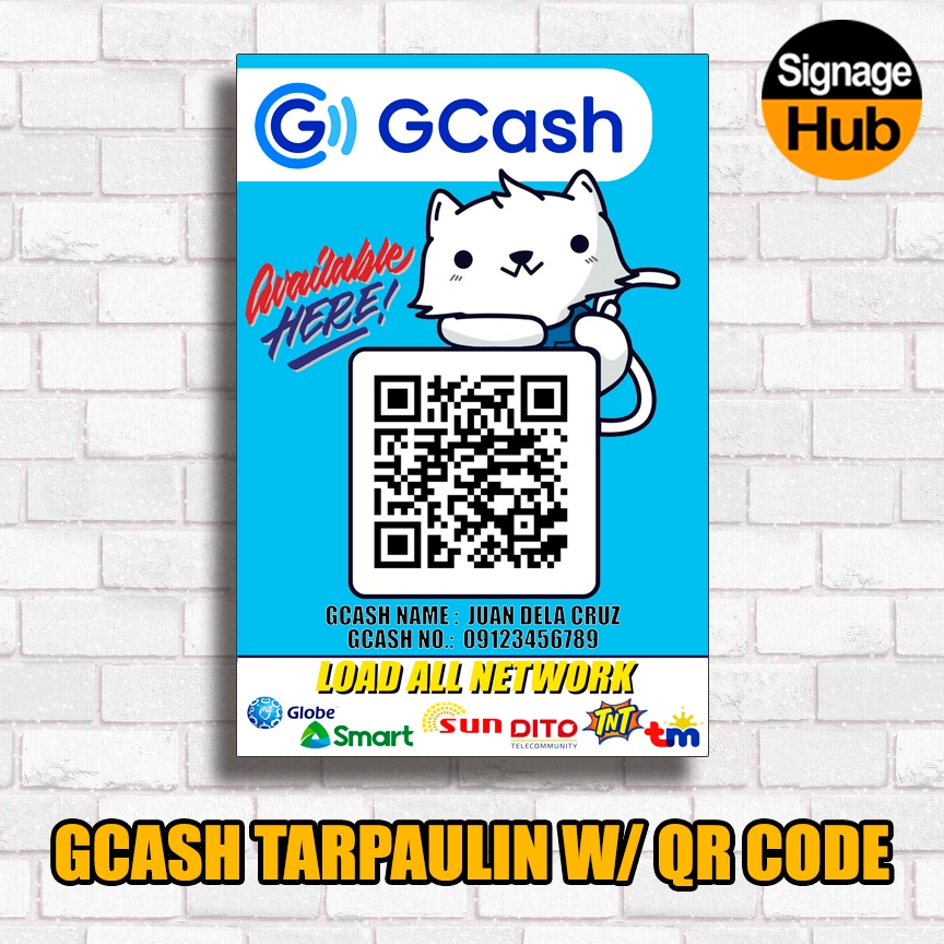 GCASH Tarpaulin QR CODE with Load Signage LAMINATED or PVC | WaterProof ...
