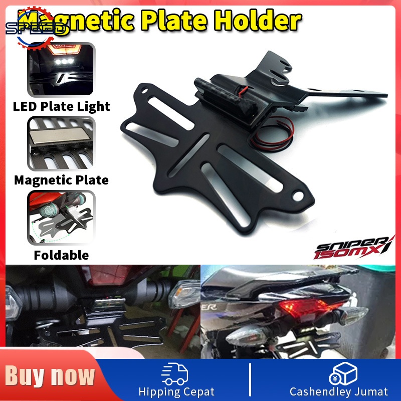 Magnetic Plate Holder Foldable With LED Plate Light Black For Sniper ...