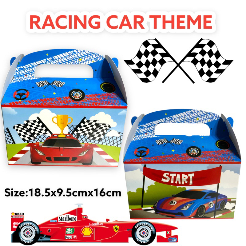 Racing Race Car Lootbags Theme Loot Bag Box Souvenir Blue Red Give away ...