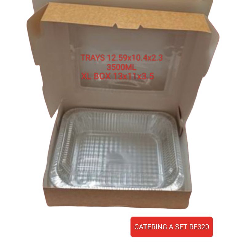 (10set) Tray/Lid+Box RE320 12.6x10.4x2.4 (3500ML) Aluminum Tray w/ Lid ...