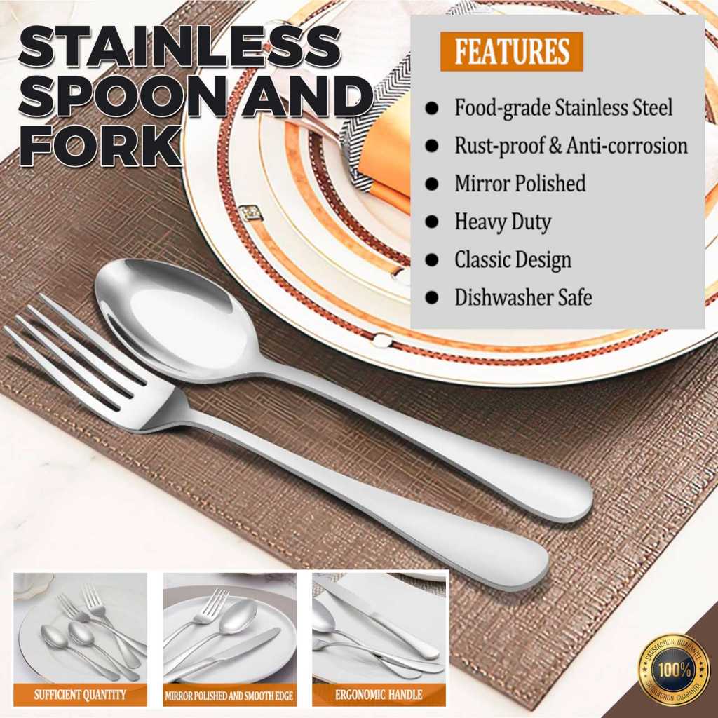 QUEEN 12 Pcs Stainless Spoon Fork Dinnerware Table Spoon Fork | Shopee ...