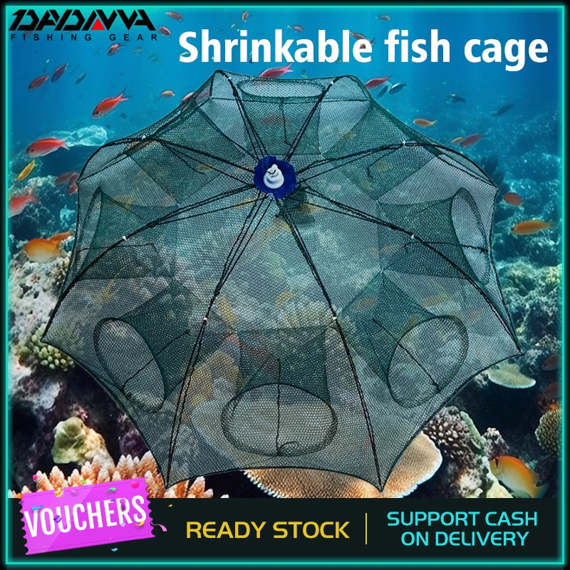 Folding Umbrella Fish Net Shrimp Cage Crab Trap Cast Fishing Tool 10 16 ...