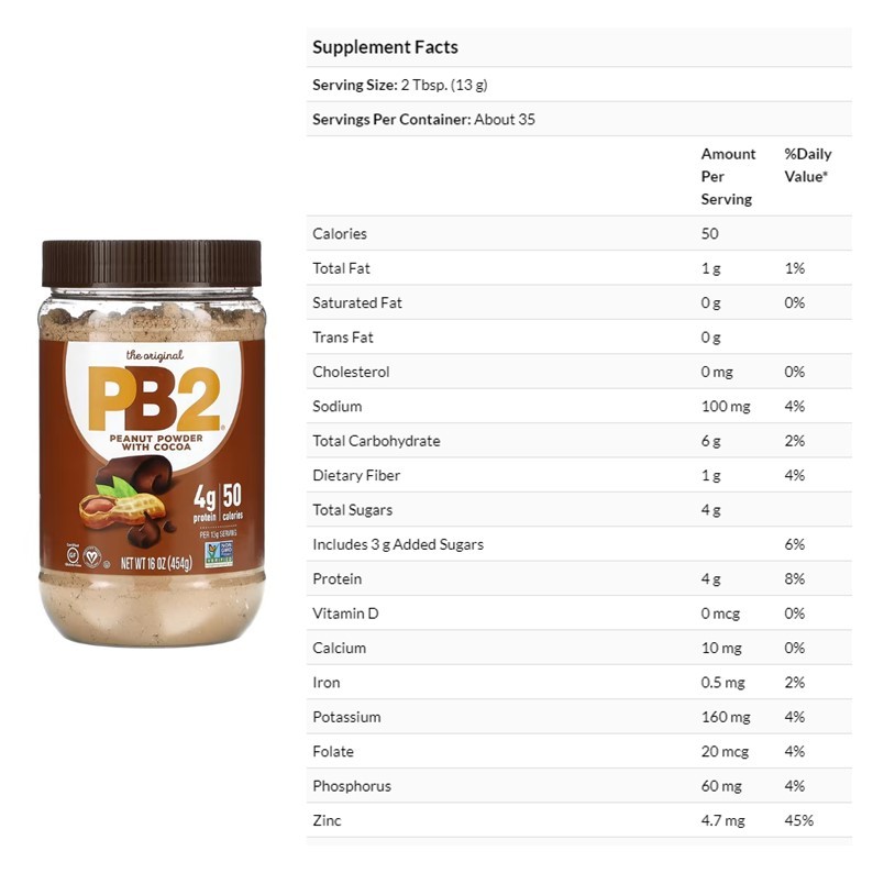 PB2 Foods, The Original PB2, Powdered Peanut Butter - Original, Cocoa ...