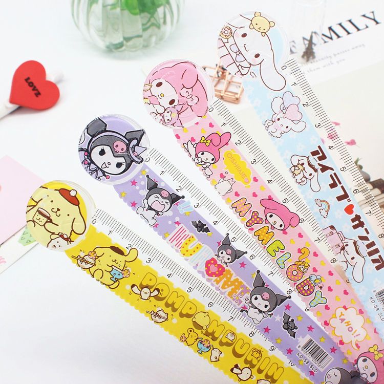 Sanrio Ruler 15cm Cute My Melody Cinnamoroll Kuromi Pom Pom Purin Cute ...