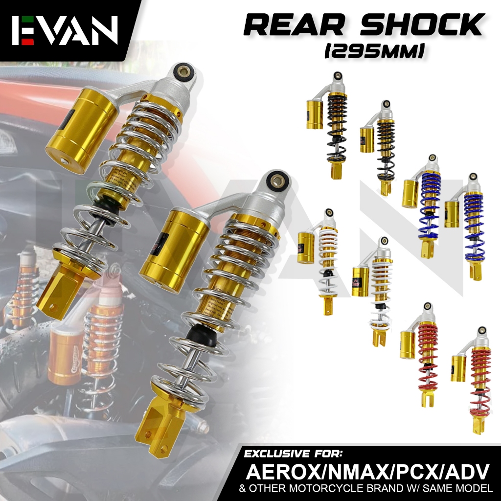 EVAN.PH Rear Dual Shock 295mm W/Gas Tank Absorber For (Aerox/Rusi rapid 150/Nmax/ADV/PCX) 3175 ...