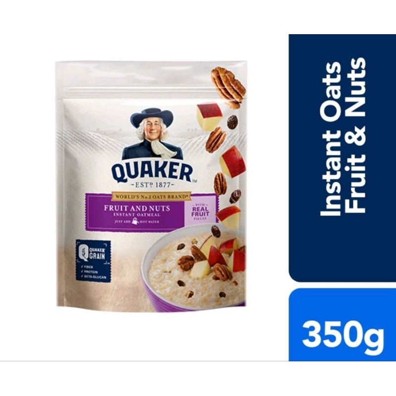 Quaker Instant Oatmeal Cereal Fruit & Nut/Tropical Fruit 350g (PRICE ...