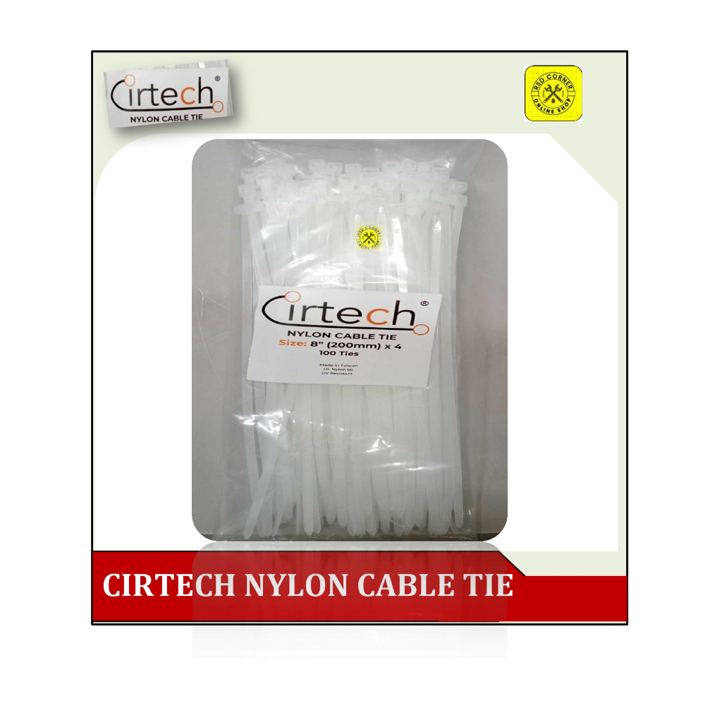 CIRTECH NYLON CABLE TIE white/black ( Sold Per Pack/100pcs) | Shopee ...