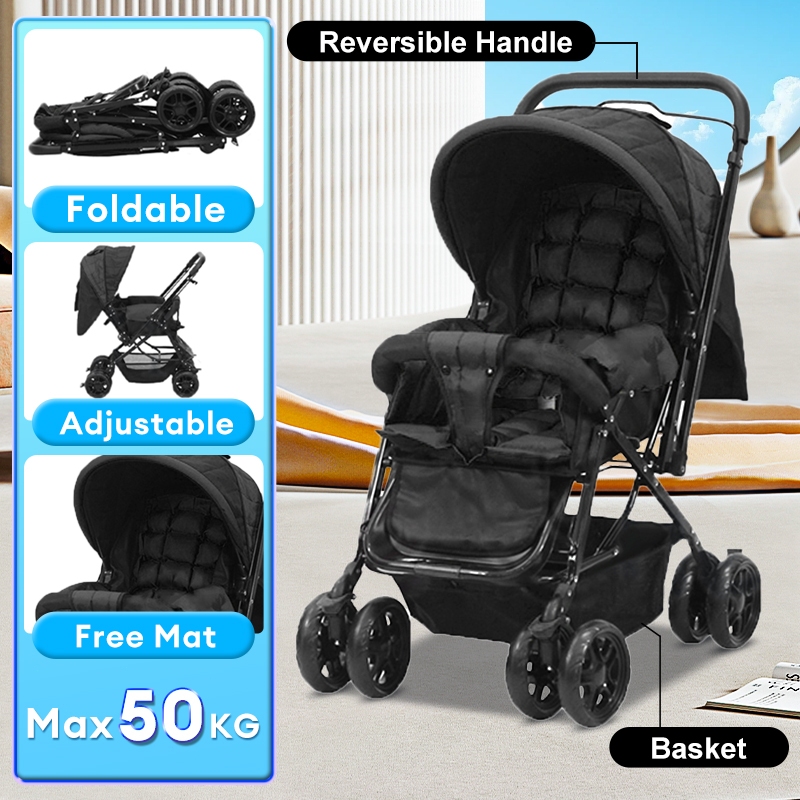 Stroller for Baby Two-Way Reversible Handle Foldable Stroller for ...