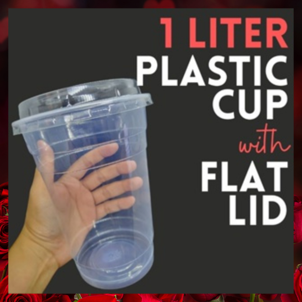 1LITER Plastic Cup with FLAT Lid 50PCS 32oz PP PLASTICS FAT CUPS ...