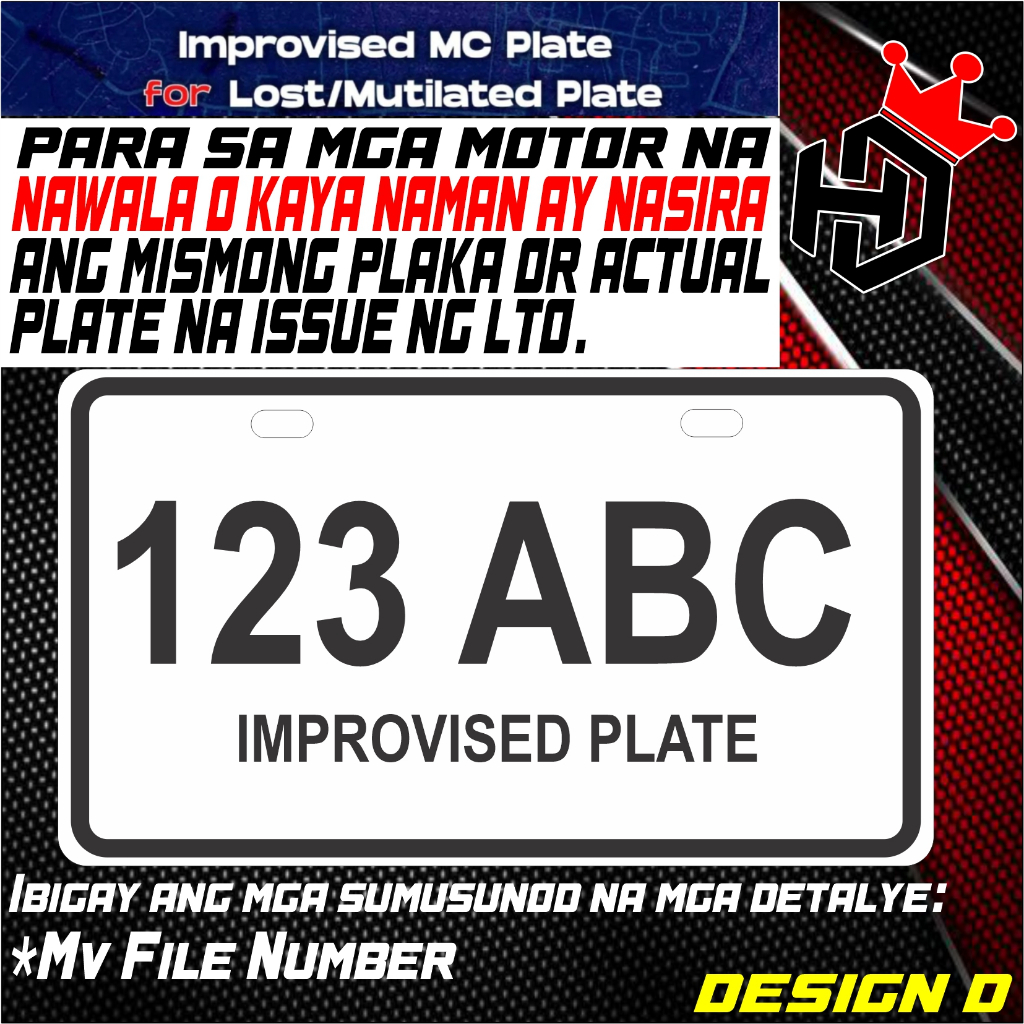TEMPORARY MOTORCYCLE PLATE 2023 NEW LTO FORMAT New Size Standard ...