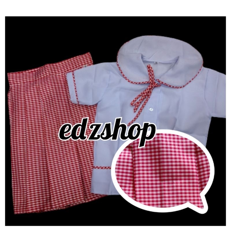 Blouse&skirt chekerd red school uniform.please double check the size ...