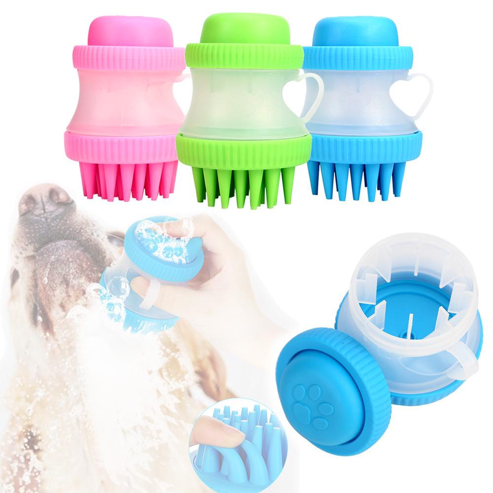 Silicone Washing Scrub Buster Brush for Dog with Built-in Shampoo ...
