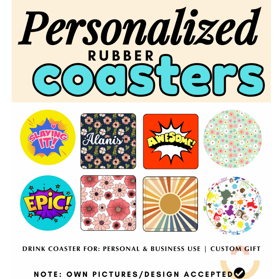 Round/Square Personalized Rubber Coaster | Shopee Philippines