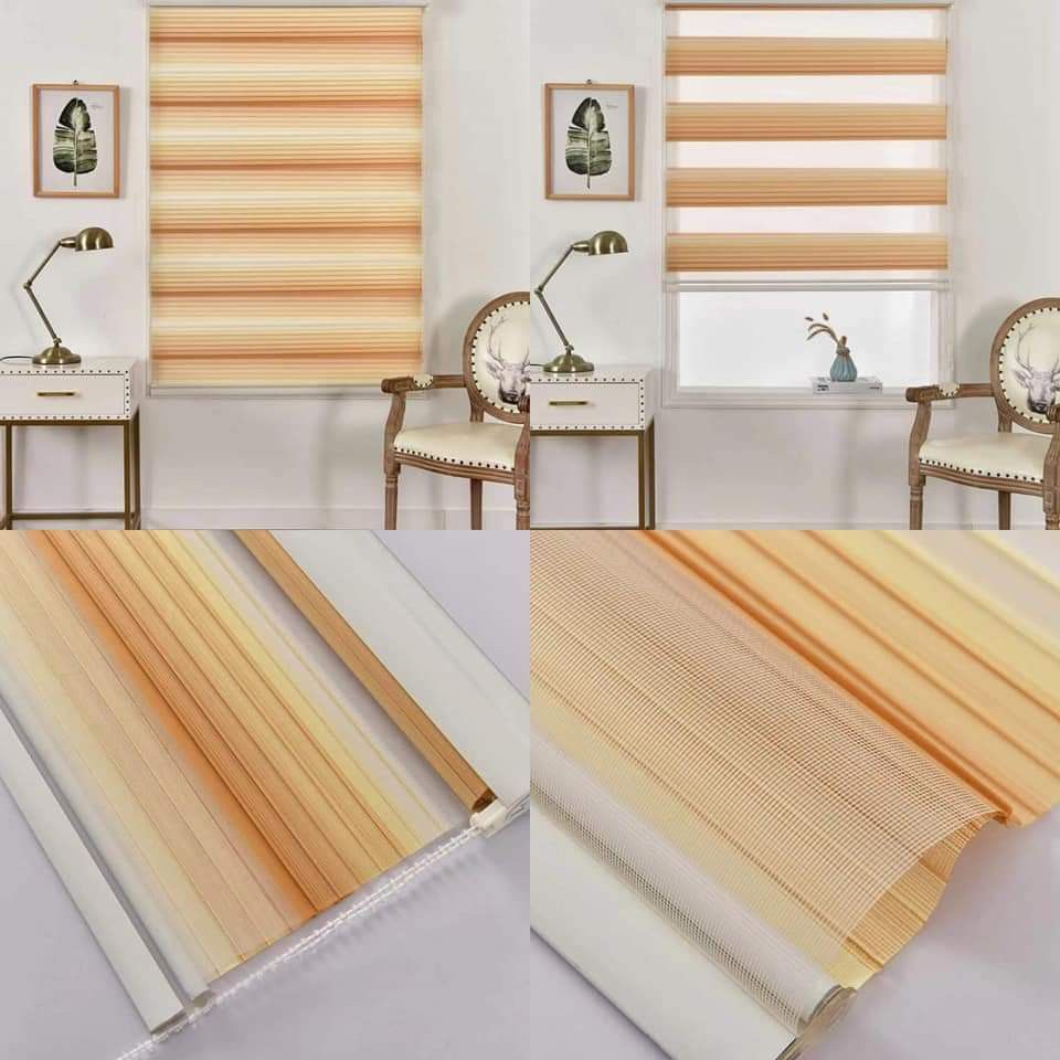 Tri- Color Gradient Roller Blinds Color Light Filtering Korean Zebra ...