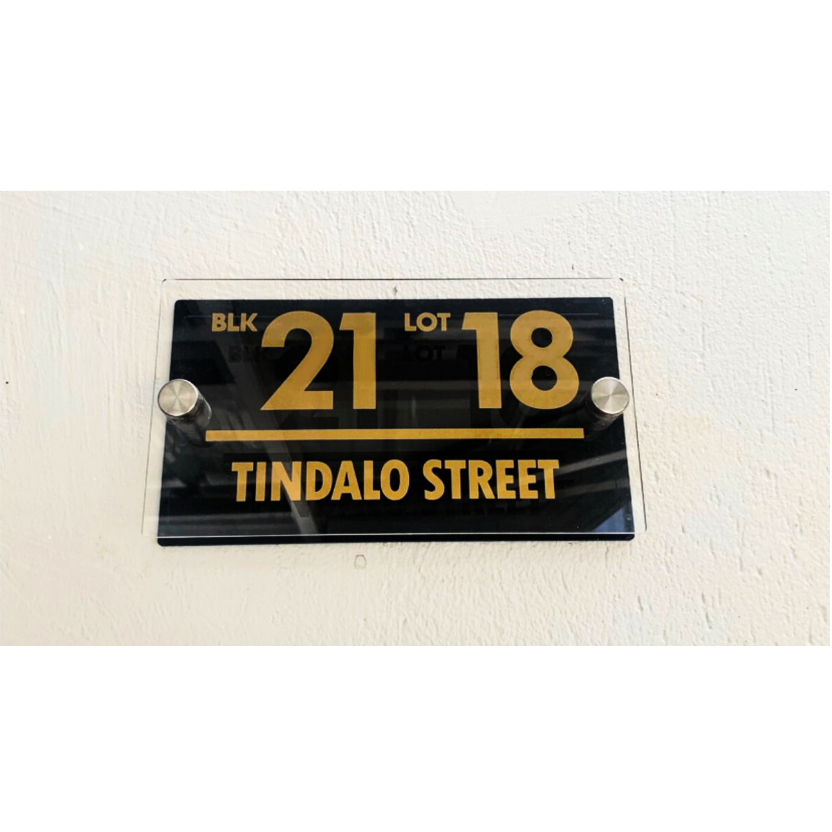 ***PERSONALIZED HOUSE NUMBER/BLK AND LOT SIGNAGE GOLD STICKER 9x5inch ...